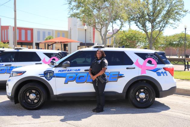 Port Arthur PD thanks local business owner for supportive decals ...